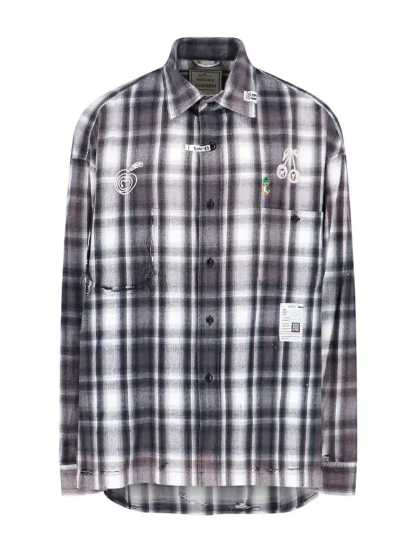 Mihara Yasuhiro Distressed Plaid Button-up Shirt