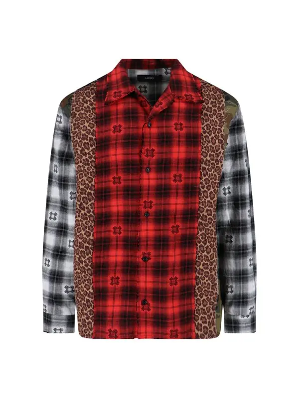 Amiri Patchwork Long Sleeve Button-up Shirt