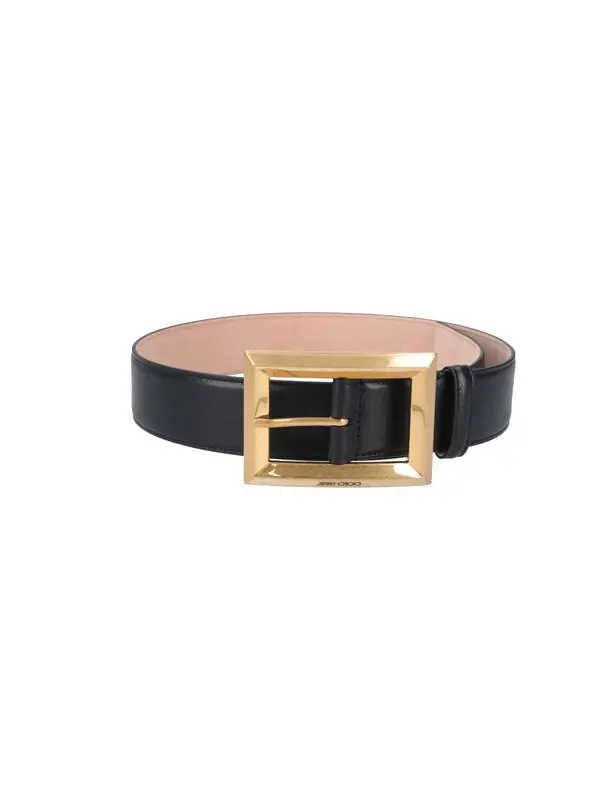 JIMMY CHOO Calf Leather Belt With Brass Hardware - Black