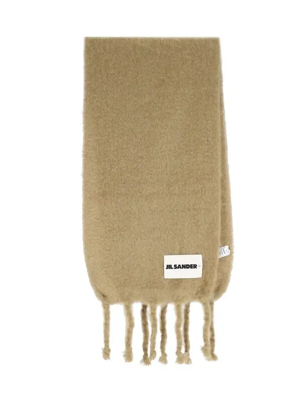 JIL SANDER Lightweight Mohair & Wool Scarf For - Beige