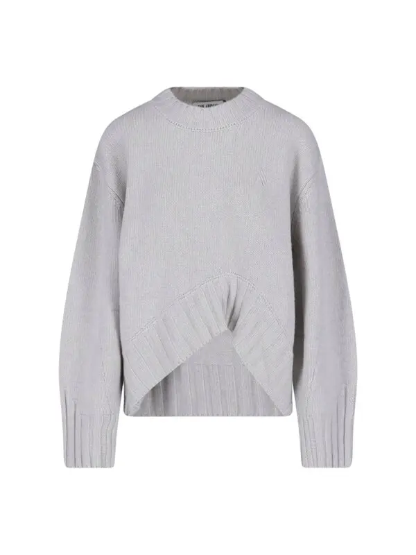 Attico Embroidered Wool-cashmere Crew Neck Sweater - Grey