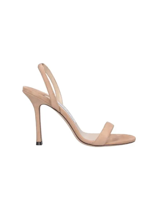 JIMMY CHOO Goat Leather High Heel Slingback Sandals - Beige