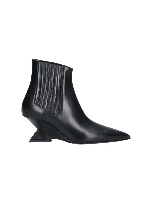 Attico Sleek Ankle Boots With Sculptural Heel - Black