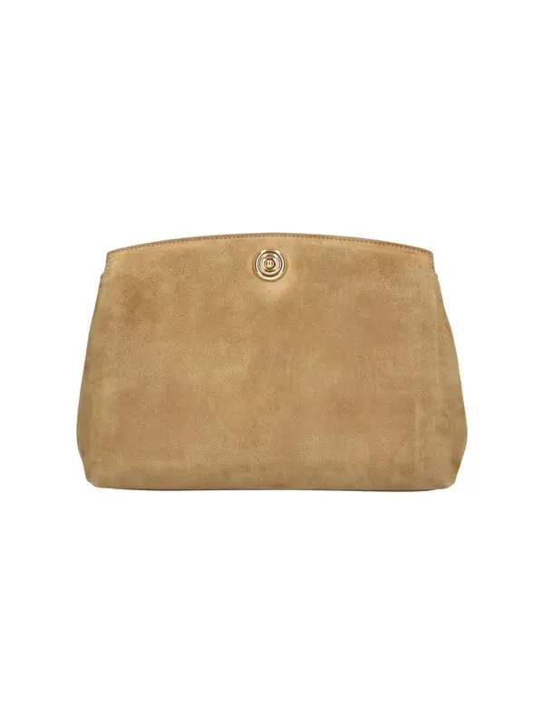LIFFNER Suede Clutch Bag With Snap Closure