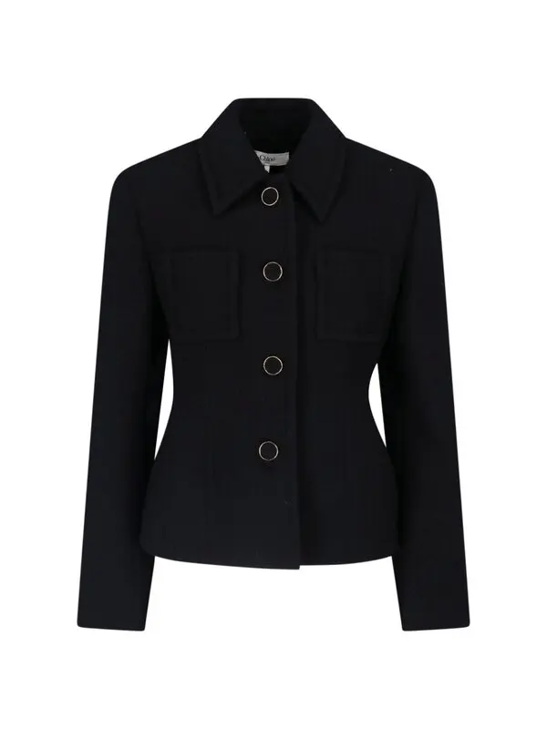 Chloé Chic Virgin Wool Stretch Jacket With Soft Cotton-viscose Lining - Black