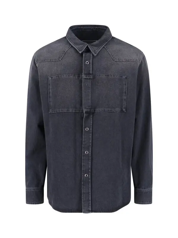 MAISON MARGIELA Long Sleeve Denim Snap-front Shirt