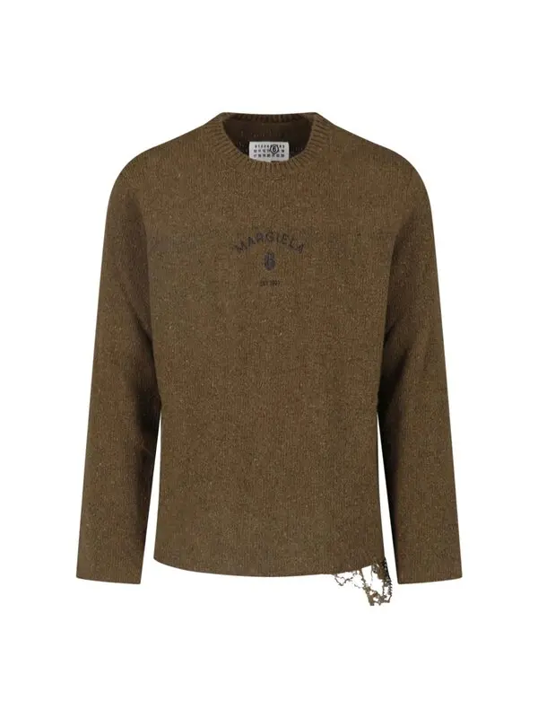 MAISON MARGIELA Wool-blend Sweater Vest With Chain Detail - Green