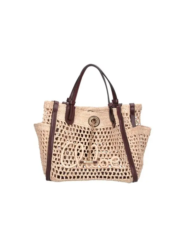 Chloé Raffia And Buffalo Leather Mini Bag - Beige