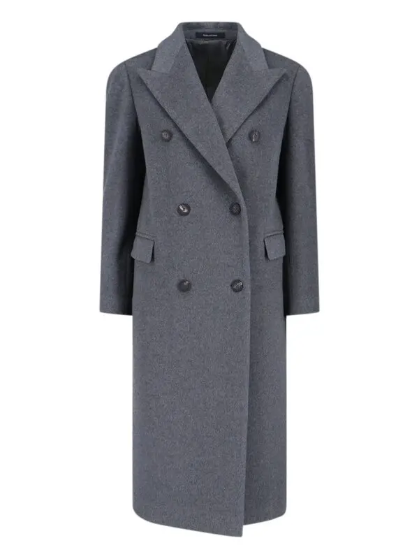 Tagliatore Double Breasted Cashmere Coat - Grey