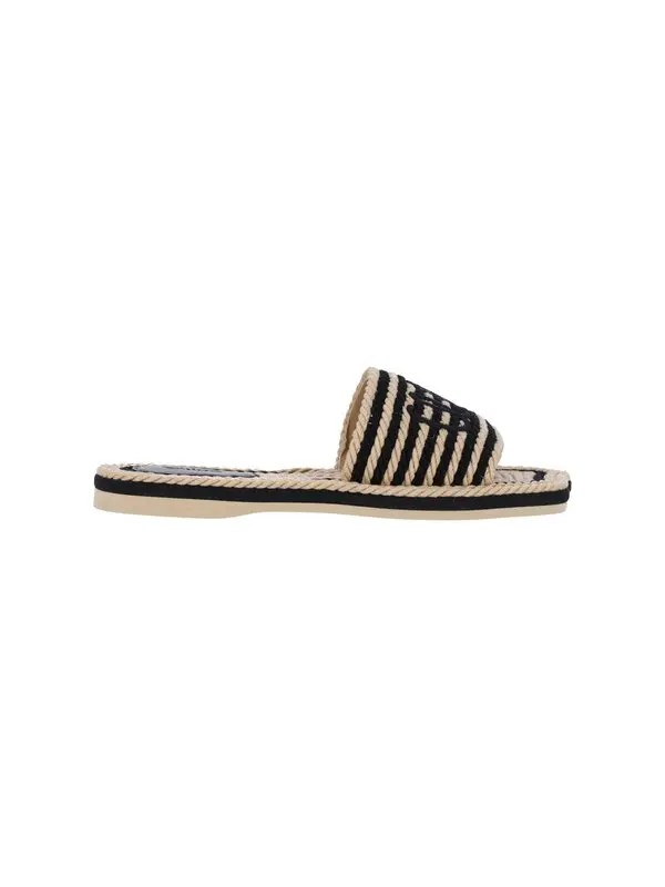 Chloé Cotton Upper Sandals With Lamb Leather Lining - Black