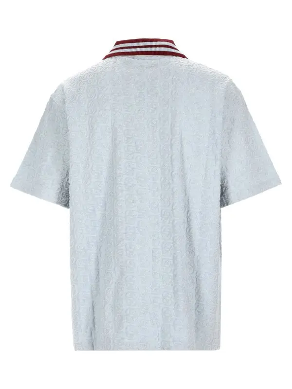 Drole De Monsieur Jacquard Knit Polo Shirt - Blue