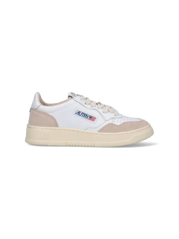 AUTRY Leather & Suede Lace-up Sneakers - White