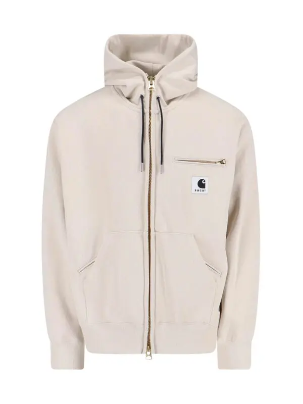 Sacai Logo Patch Zip-up Hoodie