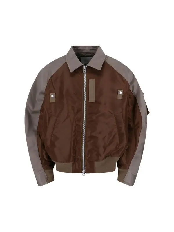 Sacai Zip-front Bomber Jacket With Contrast Panels