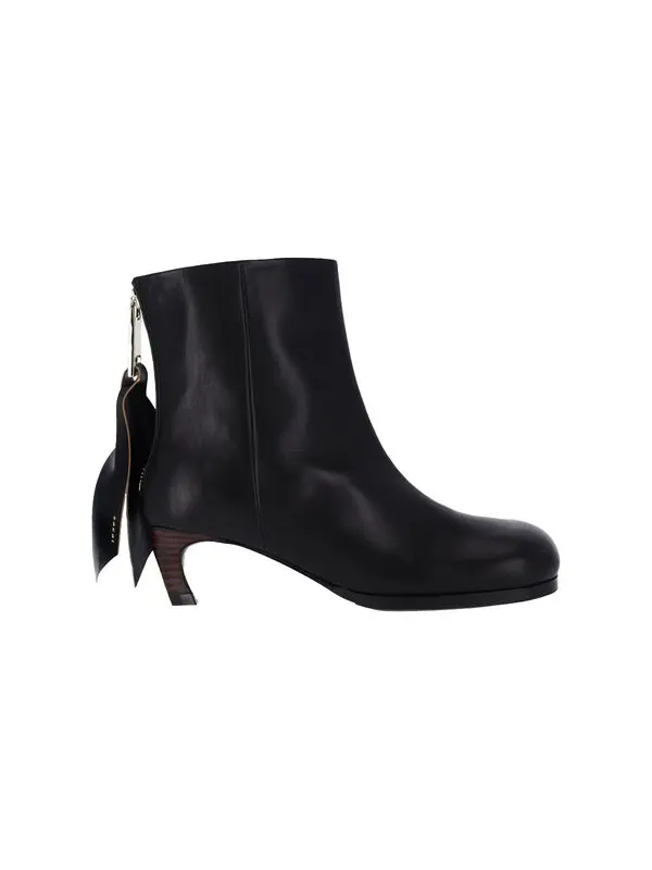 Sacai Leather Zip-up Ankle Boots - Black