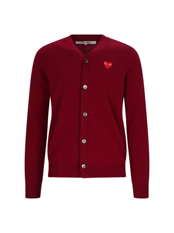 Play Comme Des Garcon Cardigan With Heart Logo - Red