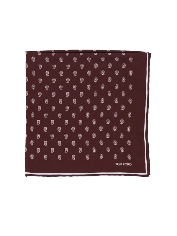 TOM FORD Paisley Print Silk Pocket Square - Red