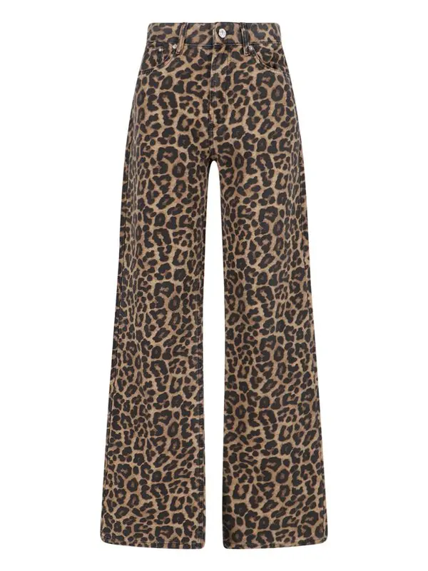 ANINE BING Leopard Print Wide-leg Jeans