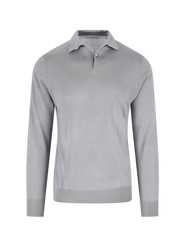 BALLANTYNE Silk-cashmere Blend Polo Sweater - Grey