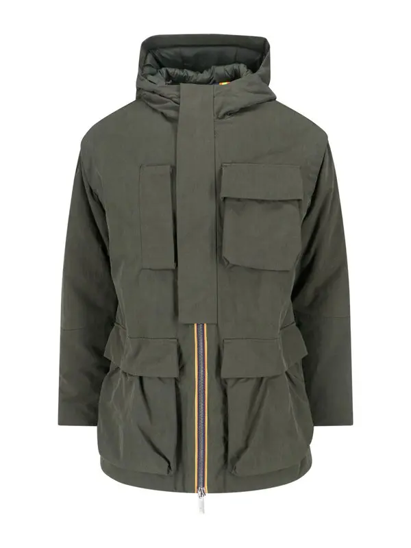 K-WAY Water-resistant Hooded Padded Jacket - Green