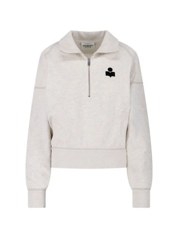 MARANT ETOILE Quarter-zip Cropped Sweatshirt