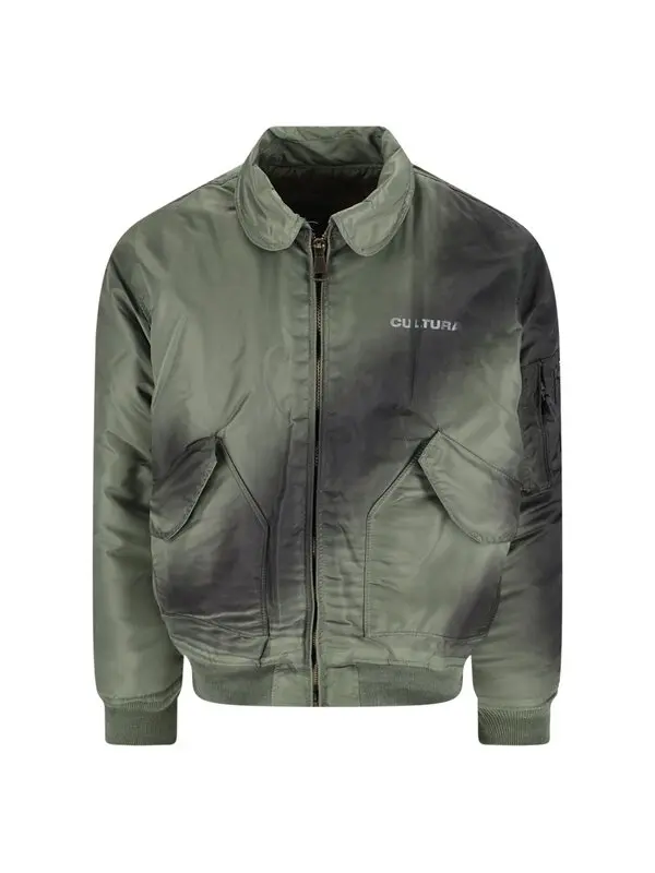 CULTURA Zip-up Lightweight Bomber Jacket - Green