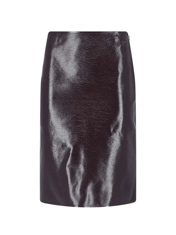 COURREGES Glossy Coated Midi Skirt - Red