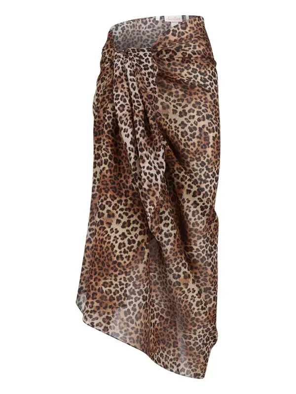 MC2 SAINT BARTH Leopard Print Cotton-silk Skirt - Multicolour