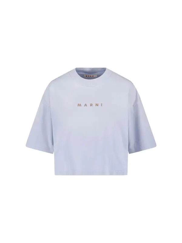 Marni 100% Cotton Crewneck T-shirt - Light Blue