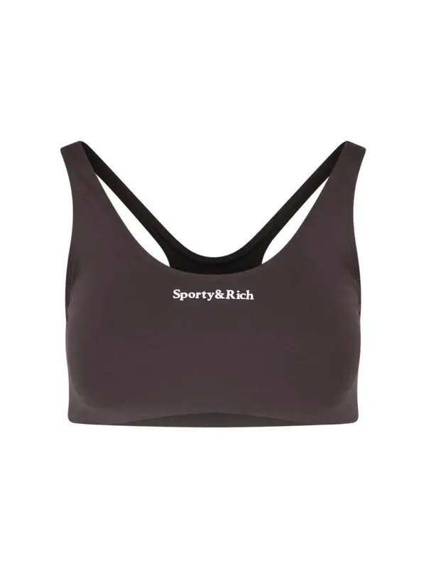 SPORTY & RICH Logo Print Sports Bra