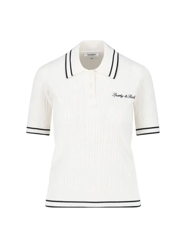 Sporty & Rich Ribbed Knit Polo Top