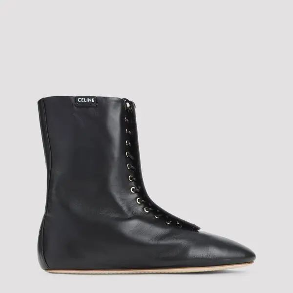 Celine Lace Up Ankle Boots - Black