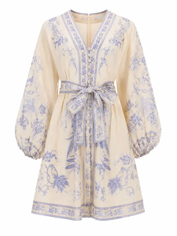 Zimmermann Floral Print Linen Dress - Multicolour