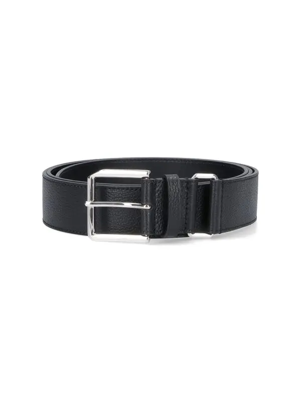Givenchy Sleek Calf Leather Belt With Brass Hardware - Black