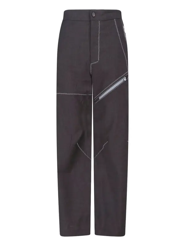 KIKO KOSTADINOV 100% Virgin Wool Tapered Trousers With Contrast Stitching And Zip Detail