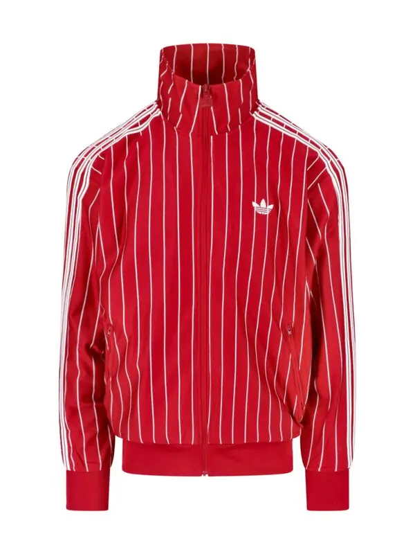 Adidas Full Zip Track Jacket With Stripes And Logo - Red
