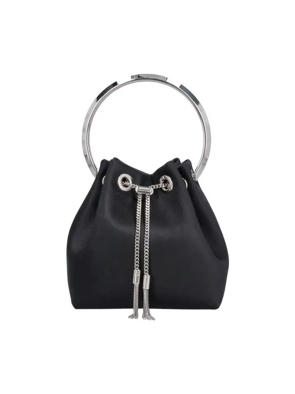JIMMY CHOO Ring Handle Bucket Bag - Black