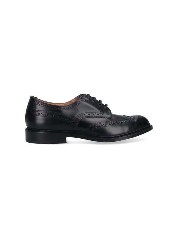 TRICKER'S Leather Flat Oxford Shoes With Rubber Sole - Black