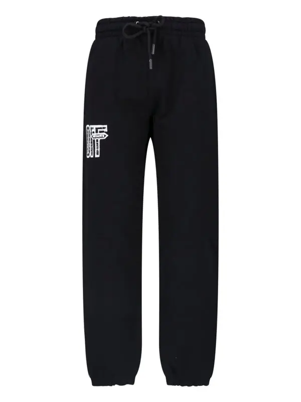 Off-White 100% Cotton Logo Trousers - Black