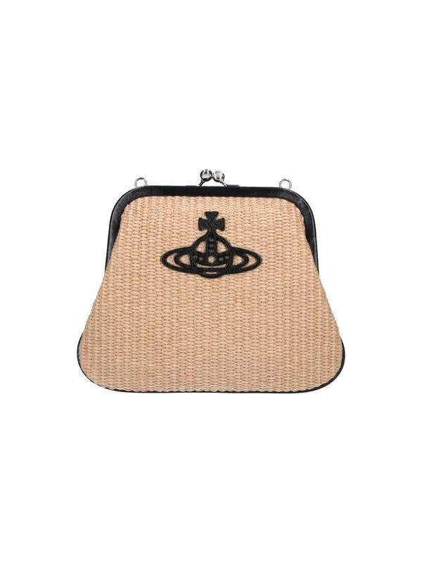 VIVIENNE WESTWOOD Orb Emblem Straw Clutch