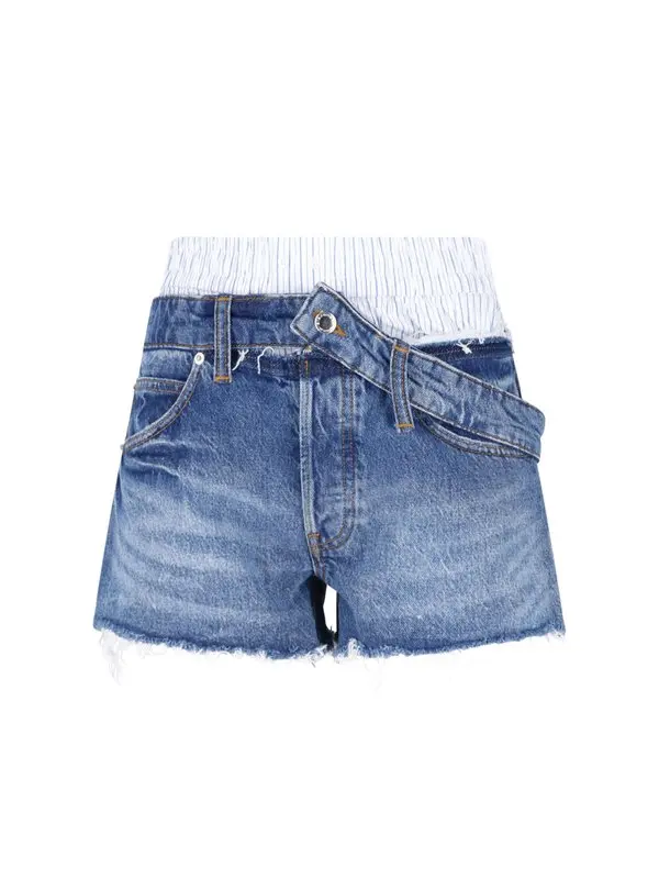 Alexander Wang Deconstructed Denim Shorts With Elastic Waistband