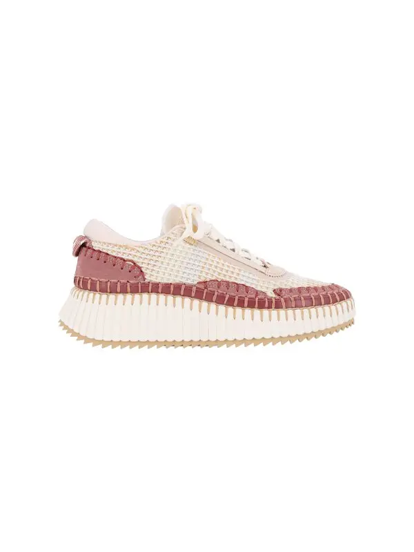 Chloé Suede And Leather Sneakers With Cushioned Eva/rubber Sole - Beige