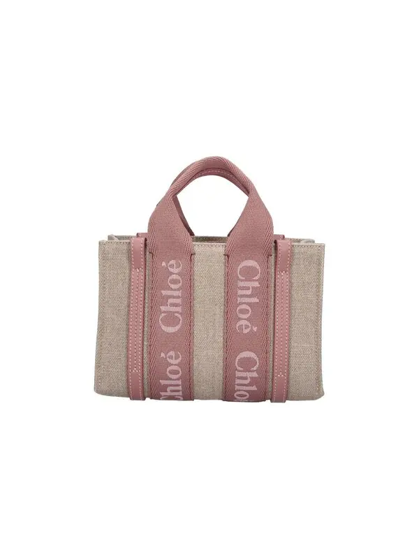 Chloé Linen And Calf Leather Shoulder Bag - Beige