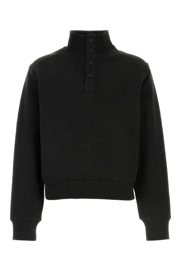 ENTIRE STUDIOS Half Zip Stand Collar Sweatshirt - Black