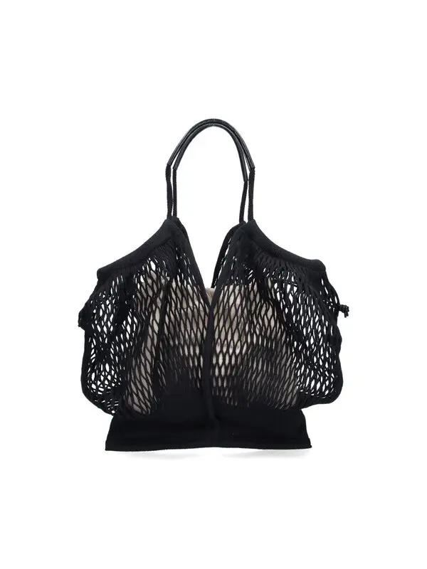 Hereu Neri E Grigi Cotton Mini Shoulder Bag With Lamb Leather Lining - Black