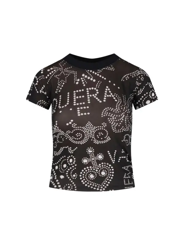 Vaquera Graphic Print Sheer Short-sleeve Top