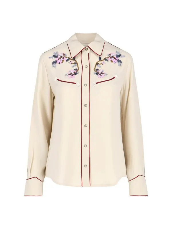 Isabel Marant Étoile Embroidered Bead-trim Shirt - White