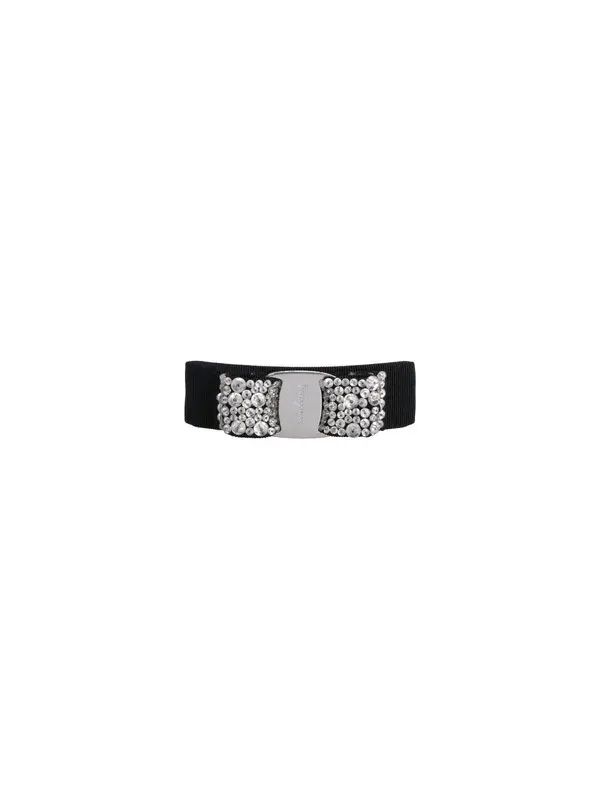 FERRAGAMO Crystal & Brass Embellished Accessory - Black