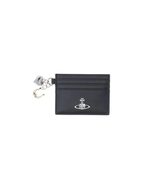 VIVIENNE WESTWOOD Orb Logo Card Holder With Charm - Black