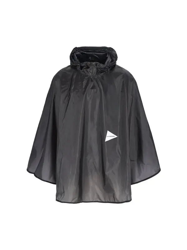 AND WANDER Lightweight Nylon Poncho - Black